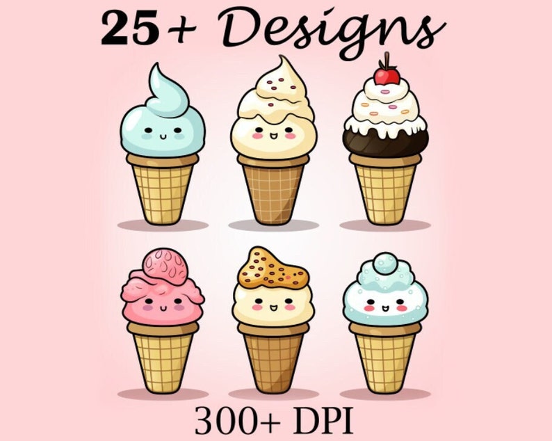 Chibi Icecream Cone Clipart | Icecream Clipart | Cute Kawaii Icecream ...