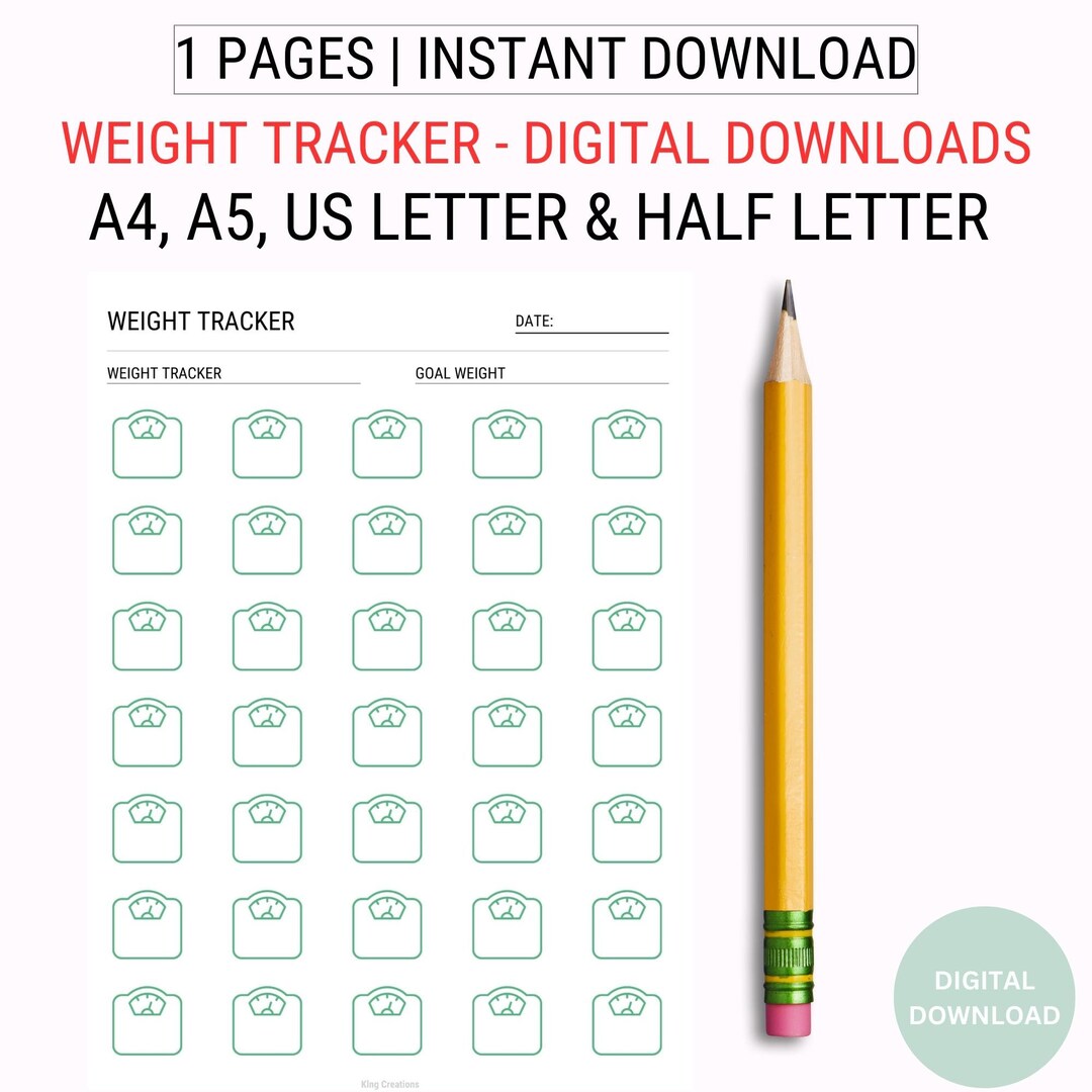 Printable Weight Tracker, Weight Loss Planner, Weight Record Template ...