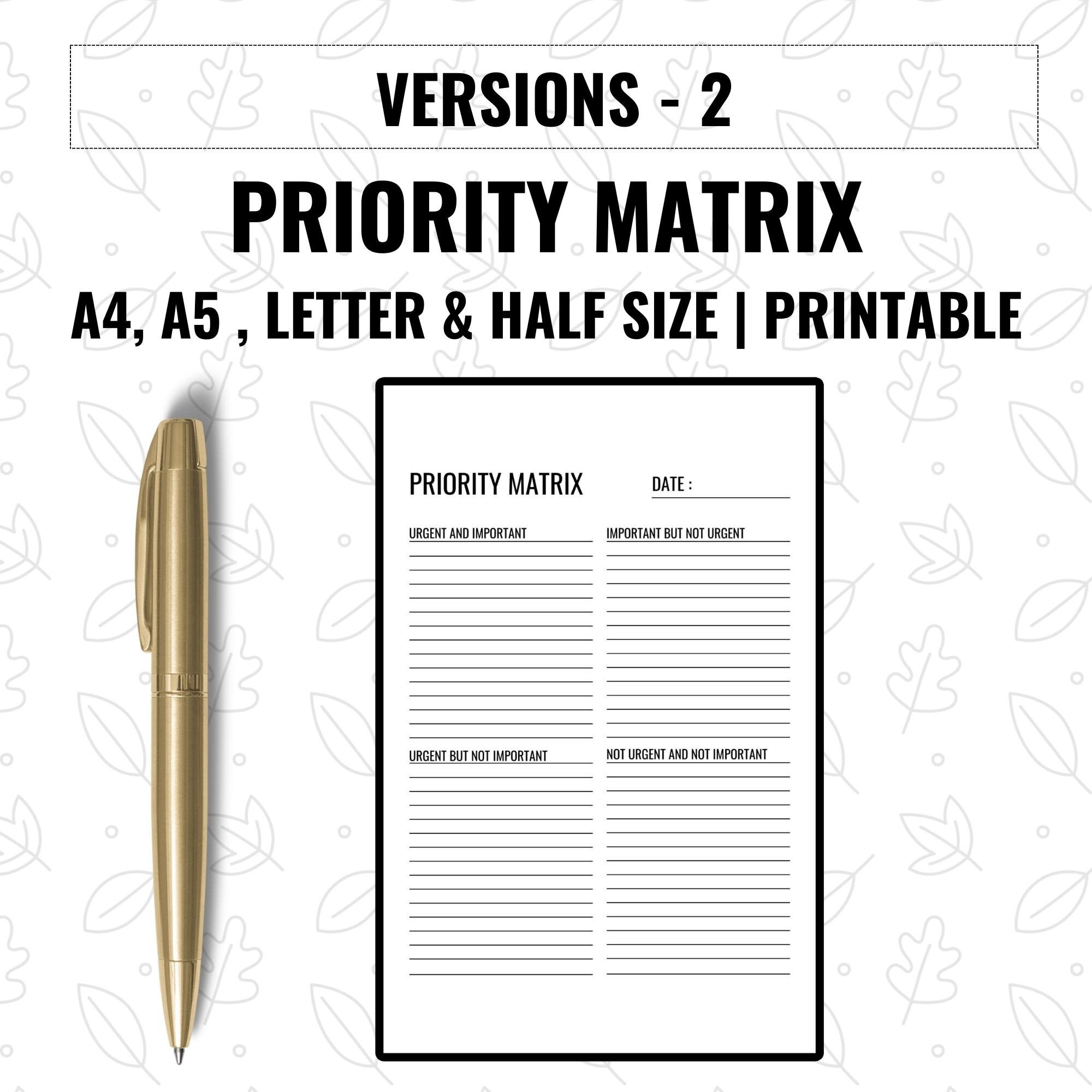 Priority Matrix Printable Task Tracker Template Decision Matrix Task
