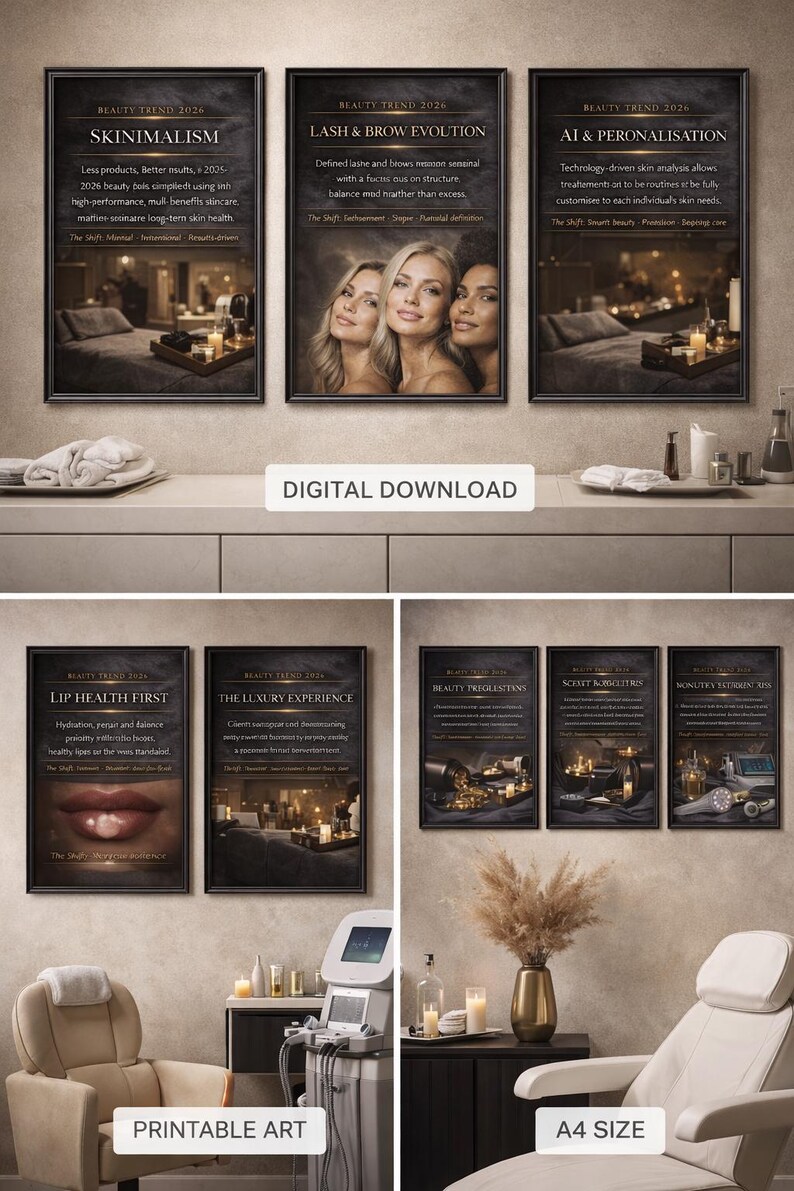 Beauty Trends 2026 Poster Set | Luxury Salon Wall Art | Printable Spa ...