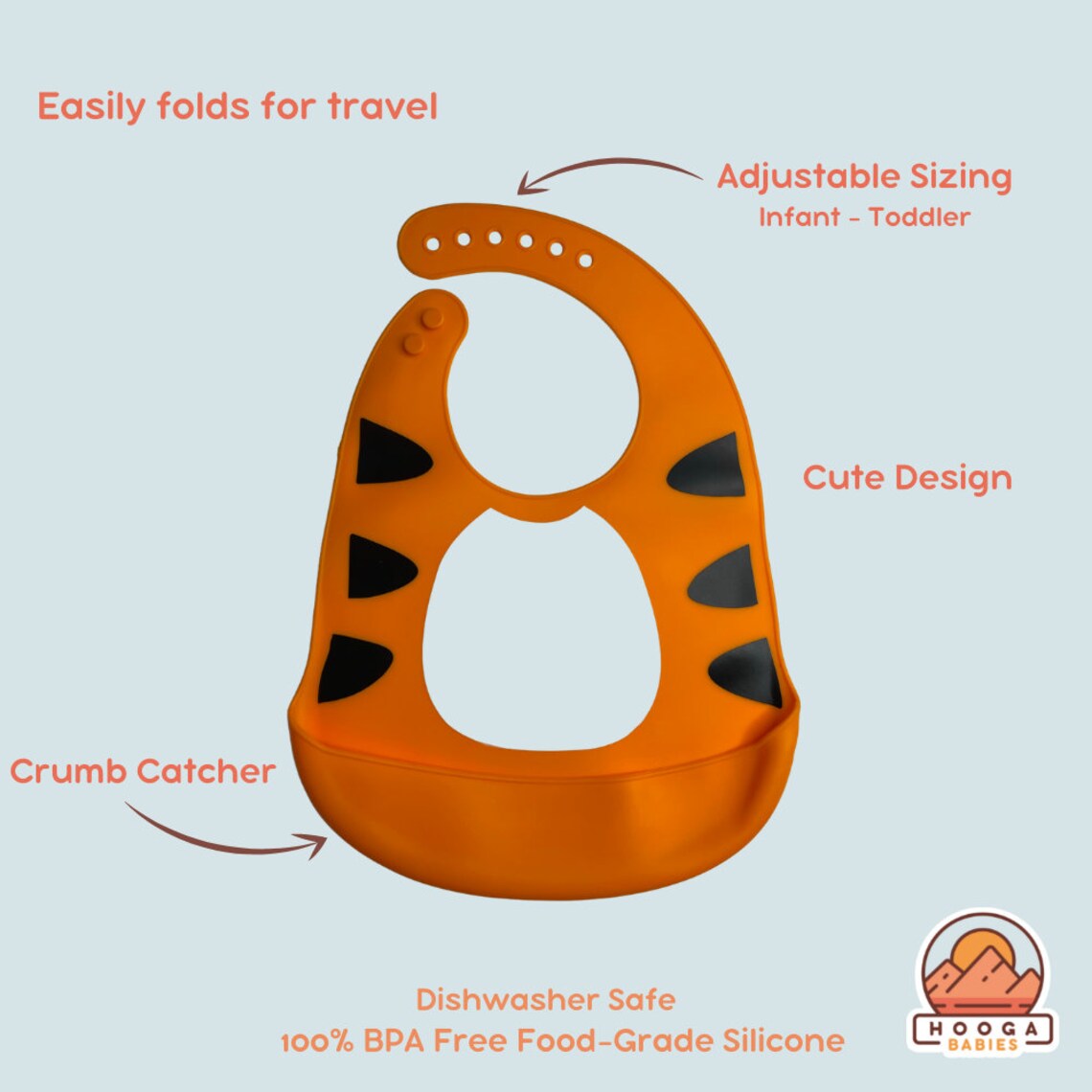 Hooga Babies Silicone Baby Bib & Reusable Silicone Bag Diaper Bag ...