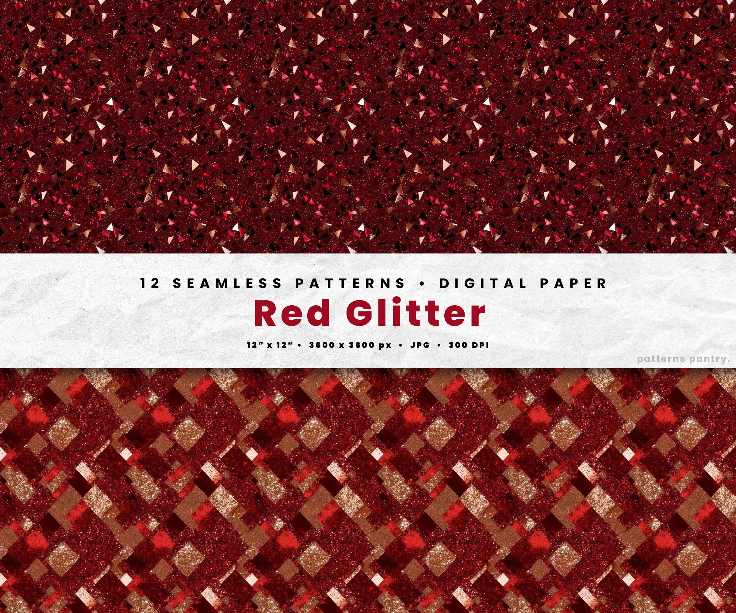 Red Glitter Seamless Patterns, Instant Download, Sublimation Digital ...