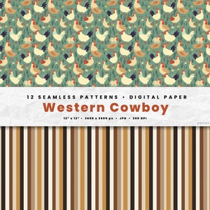 Western Cowboy Seamless Patterns, Instant Download, Digital Paper ...