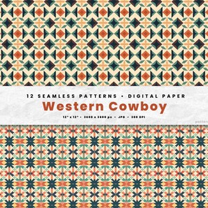Western Cowboy Seamless Patterns, Instant Download, Digital Paper ...
