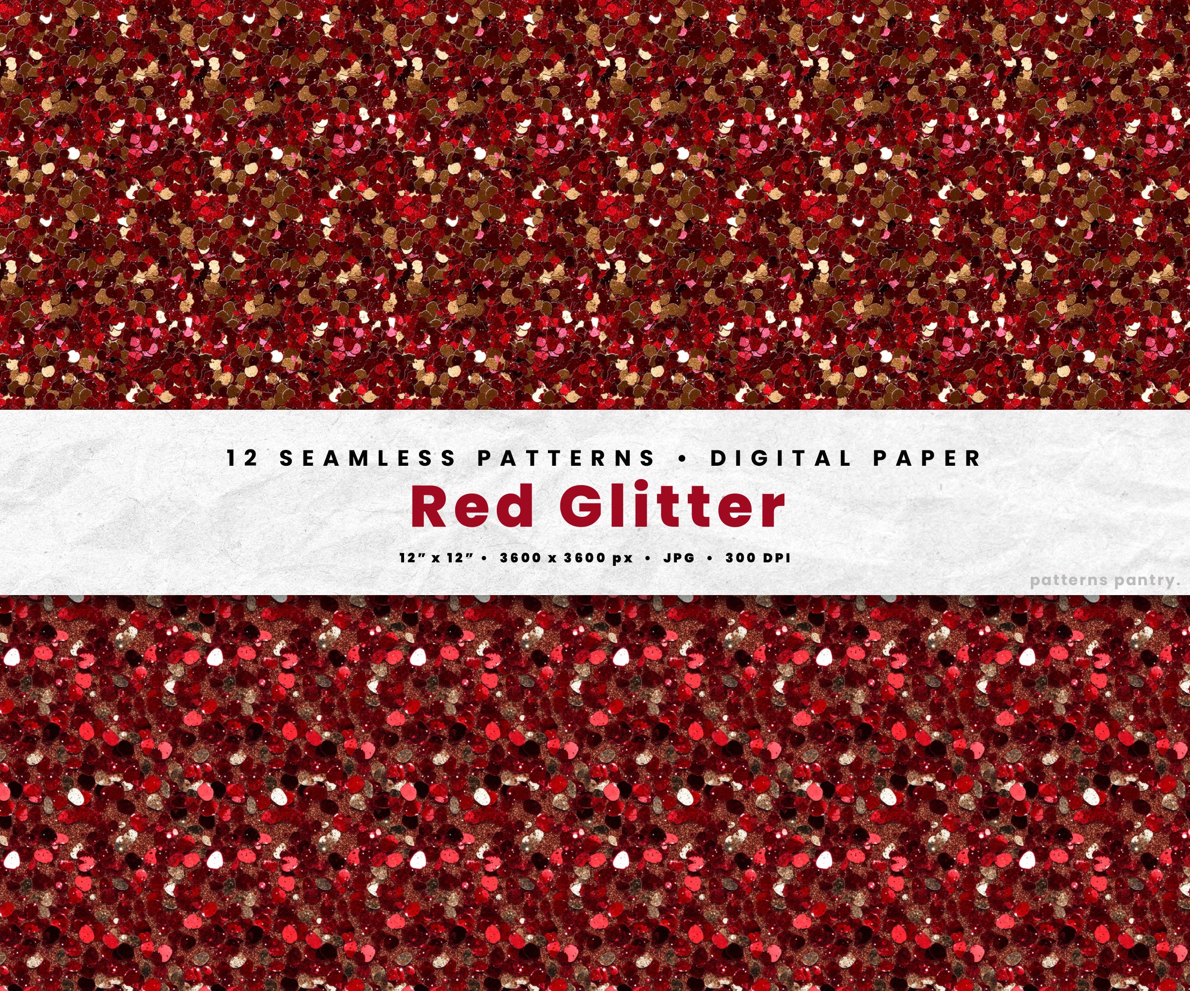 Red Glitter Seamless Patterns, Instant Download, Sublimation Digital ...