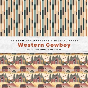 Western Cowboy Seamless Patterns, Instant Download, Digital Paper ...