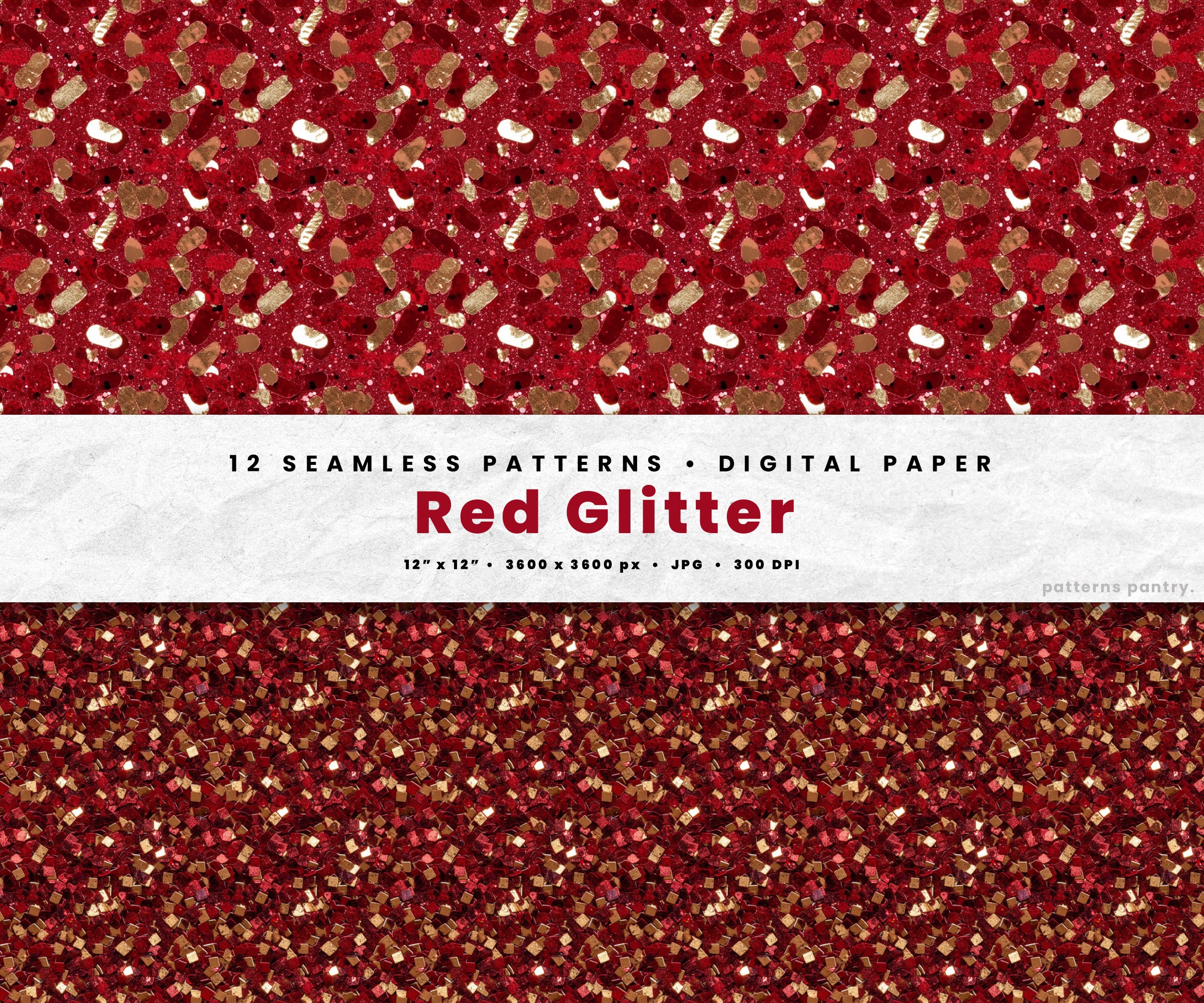 Red Glitter Seamless Patterns, Instant Download, Sublimation Digital ...
