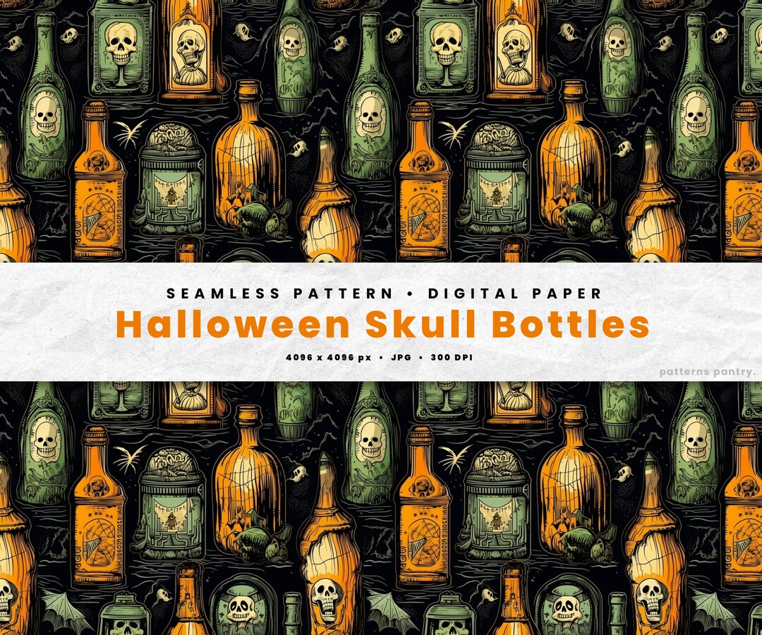 Halloween Skull and Bones Seamless Pattern Instant Download - Etsy