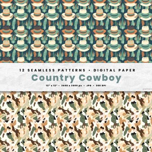 Country Cowboy Seamless Patterns, Instant Download, Digital Paper ...