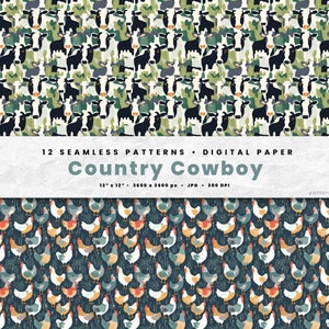 Country Cowboy Seamless Patterns, Instant Download, Digital Paper ...