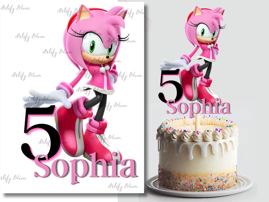 Amy Rose Cake Topper Amy Rose Sonic the Hedgehog Birthday - Etsy