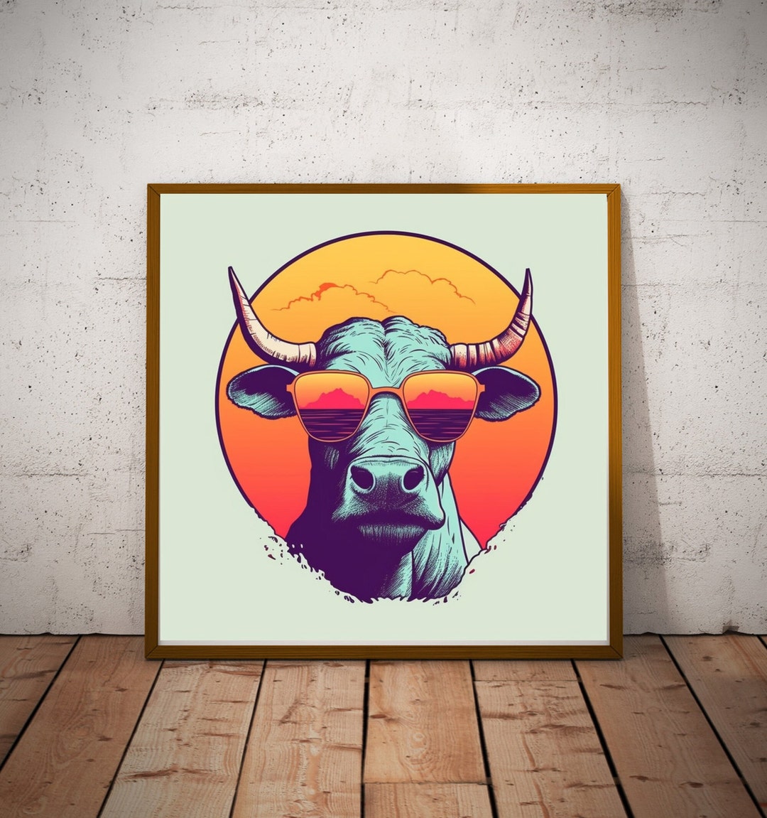 Printable Bull Stylish With Glasses, Toro Con Estilo, Imprimible Diseño ...