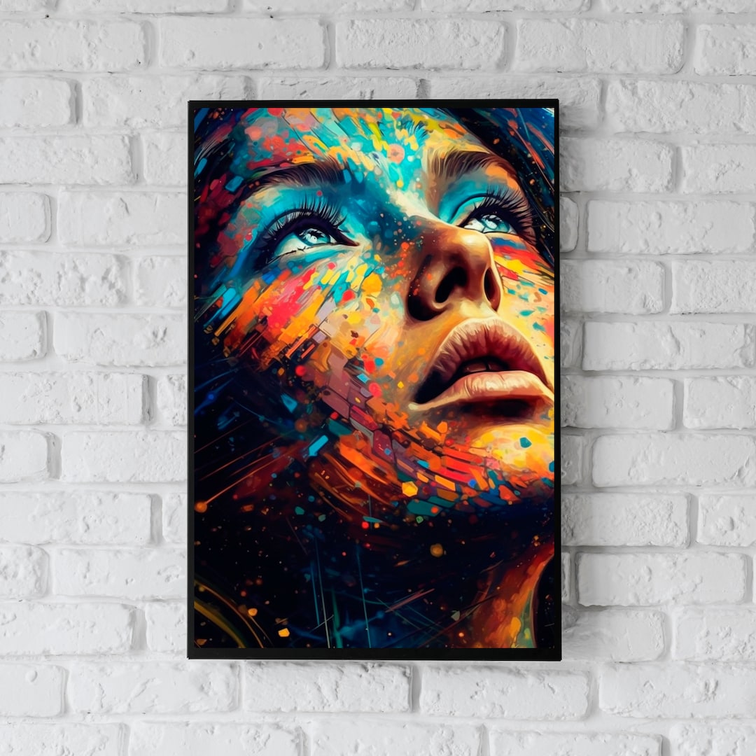 Printable Art Female Face Colorful, Expressionism Art, Paint, Art for ...