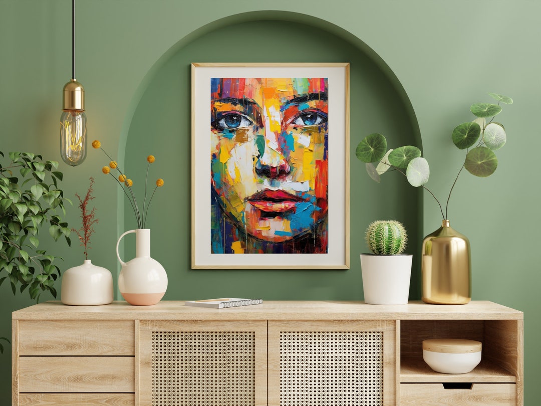 Printable Art Face Expressionism Paint, Colorful Art Vintage, Exclusive ...