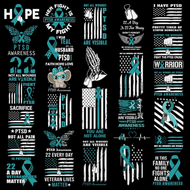 Teal Ribbon Veterans Svg - Etsy