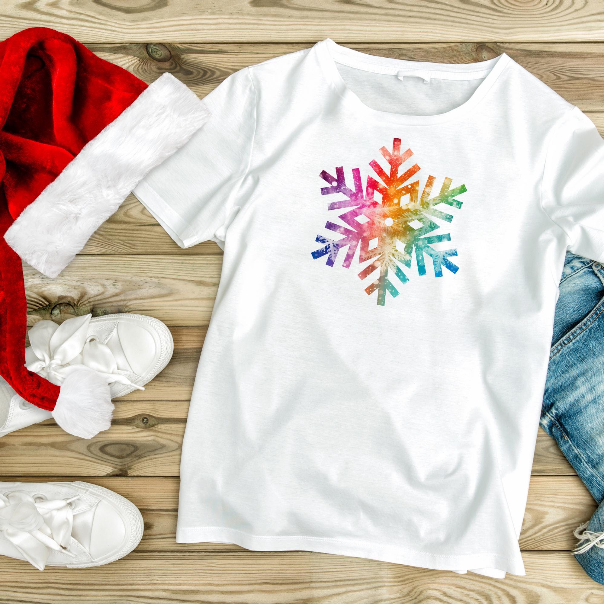 Rainbow Snowflake Clipart: 16 Multicolored Designs (SVG, PNG, PDF) - Etsy