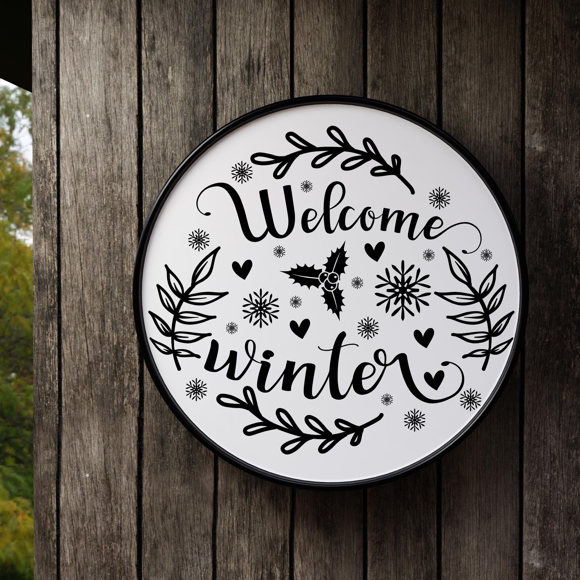 46 Round Christmas & Winter Welcome Sign SVG, PNG Bundle | Door Hanger ...