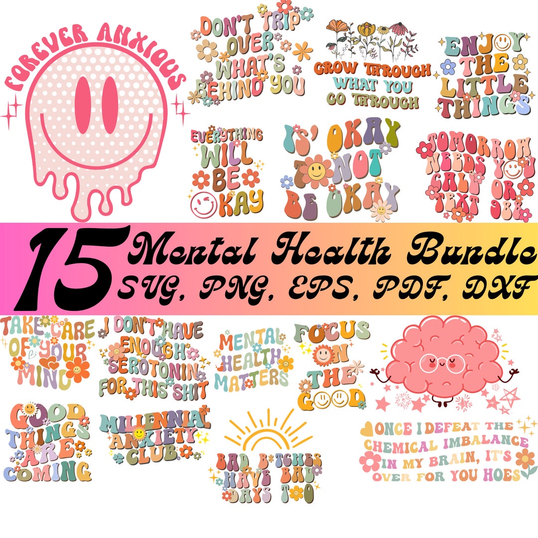 Mental Health SVG, PNG, EPS, Pdf, Dxf, Self Love Club, Kindness, Mental ...