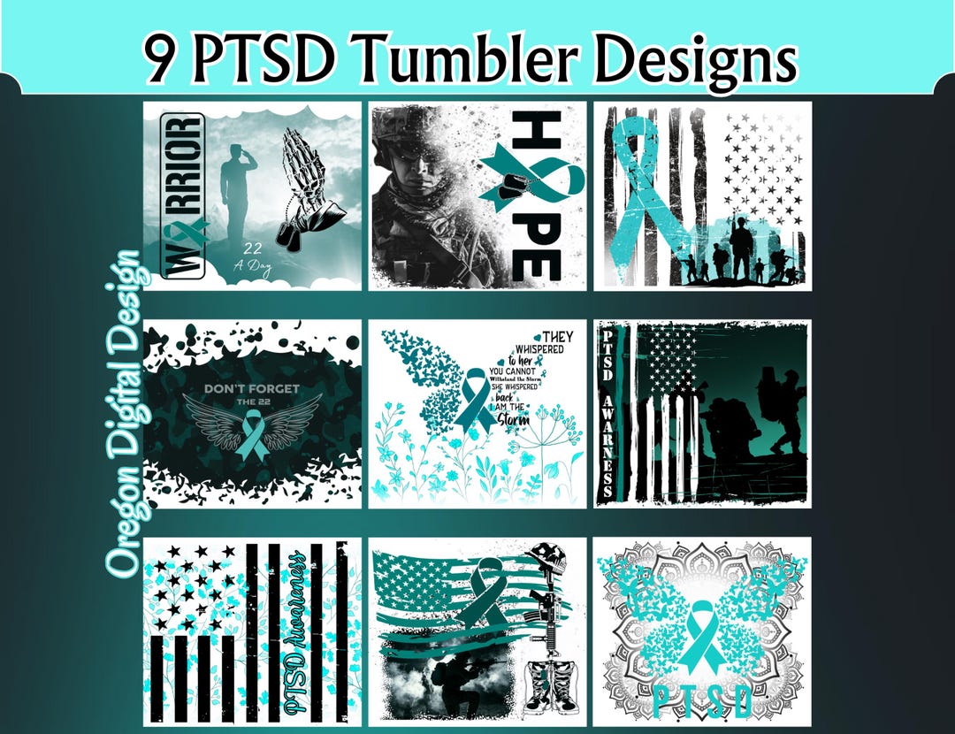 PTSD Awareness Tumbler Wraps: Seamless Sublimation Designs (digital ...