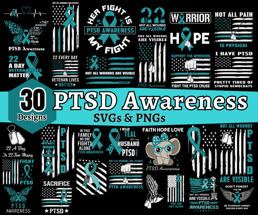 Teal PTSD Awareness SVG, IGY6, Veteran Mental Health Awareness, Teal ...