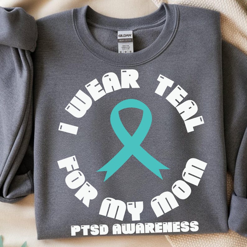 PTSD Awareness SVG, I Wear Teal for My Mom Ribbon Design, Mental Health ...