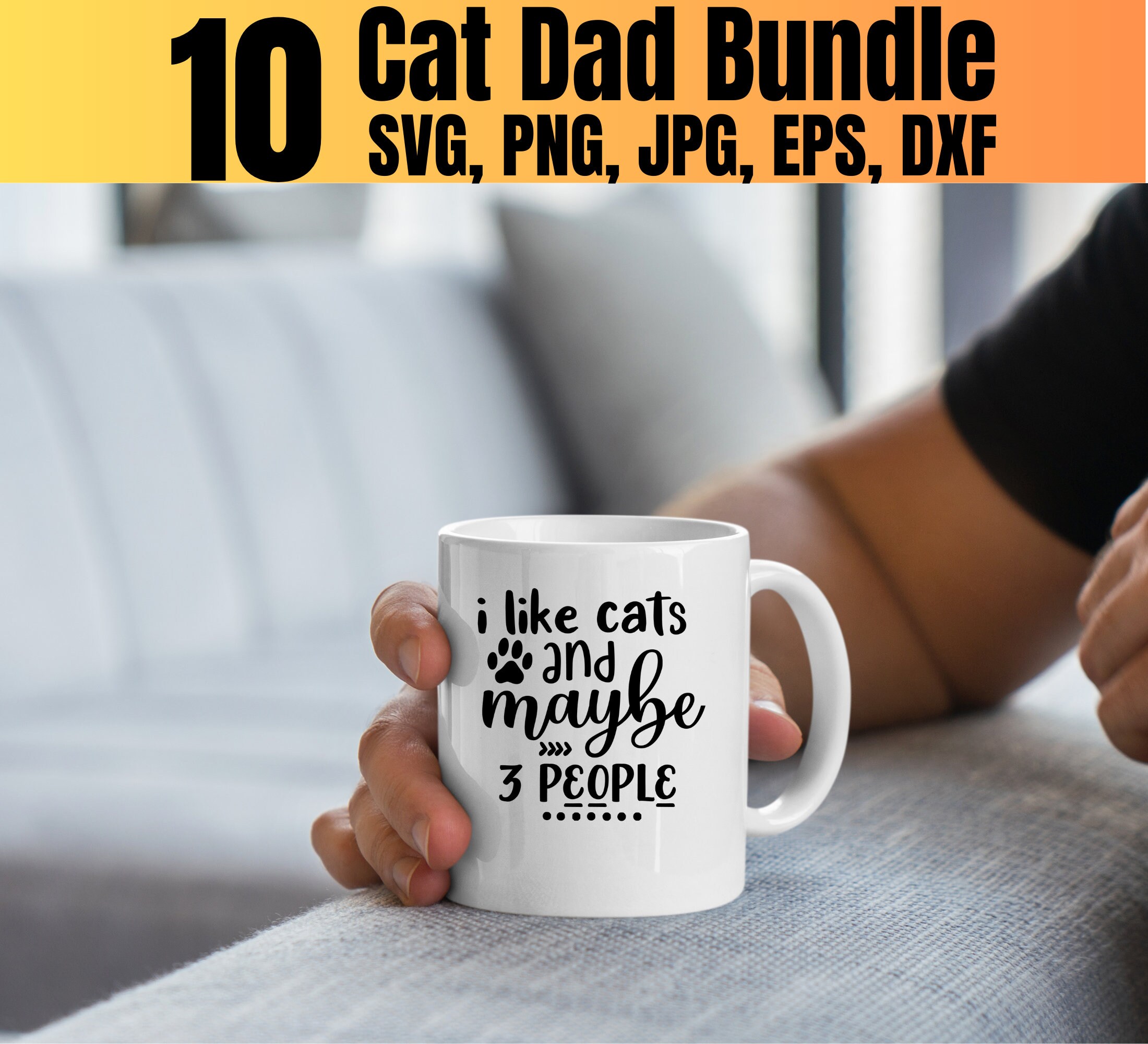 Best Cat Dad SVG Bundle of 10, Funny Cat Dad PNG, Worlds Coolest Cat ...