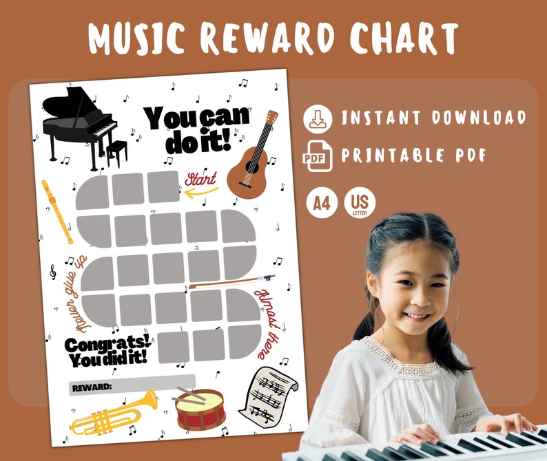 Music Reward Chart Printable Daily Chore Chart Kids - Etsy UK