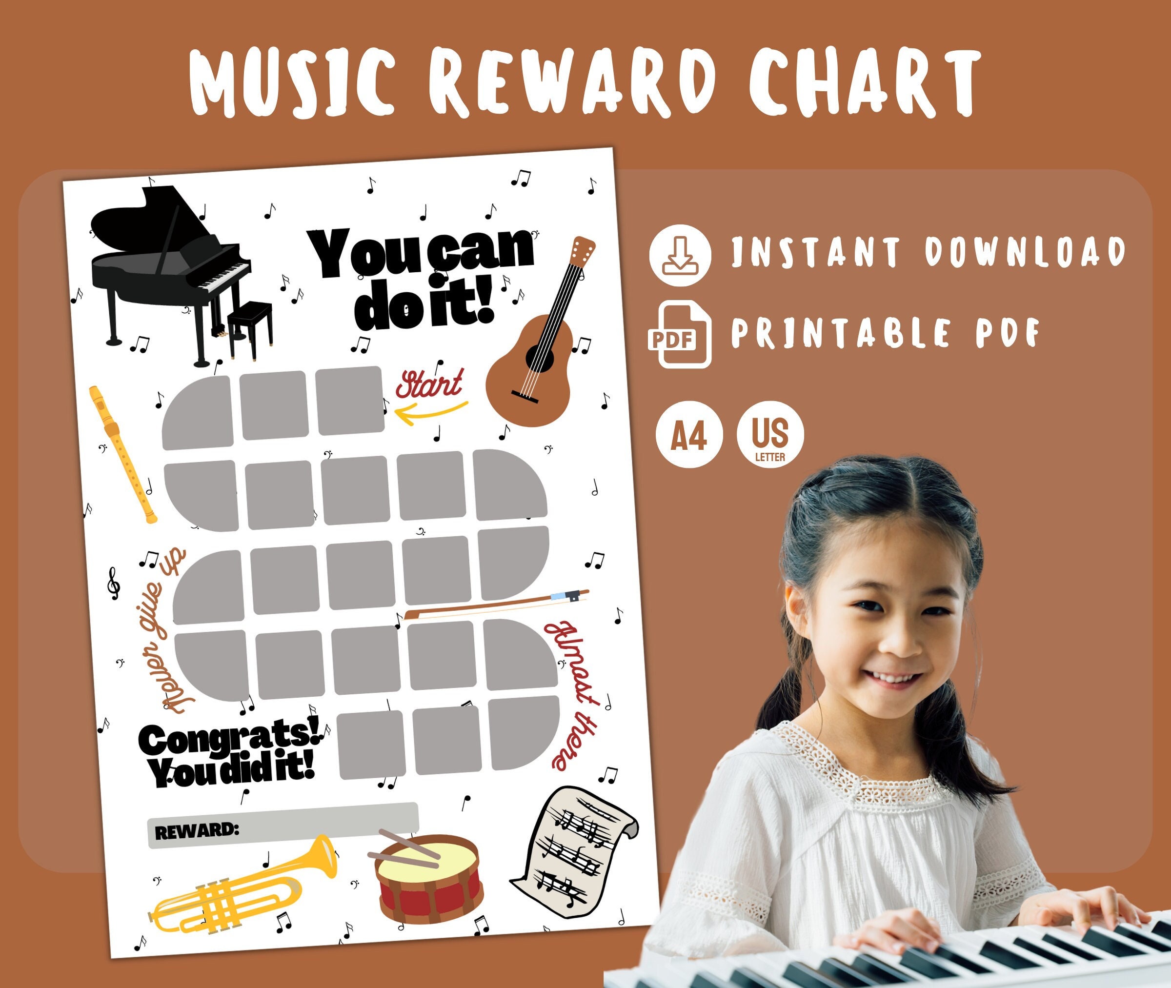 Music Reward Chart Printable Daily Chore Chart Kids - Etsy UK