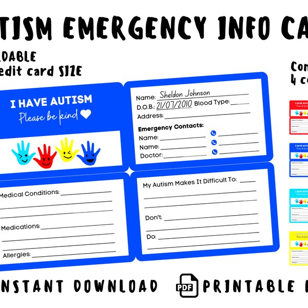 Emergency Contact Card Printable - Etsy