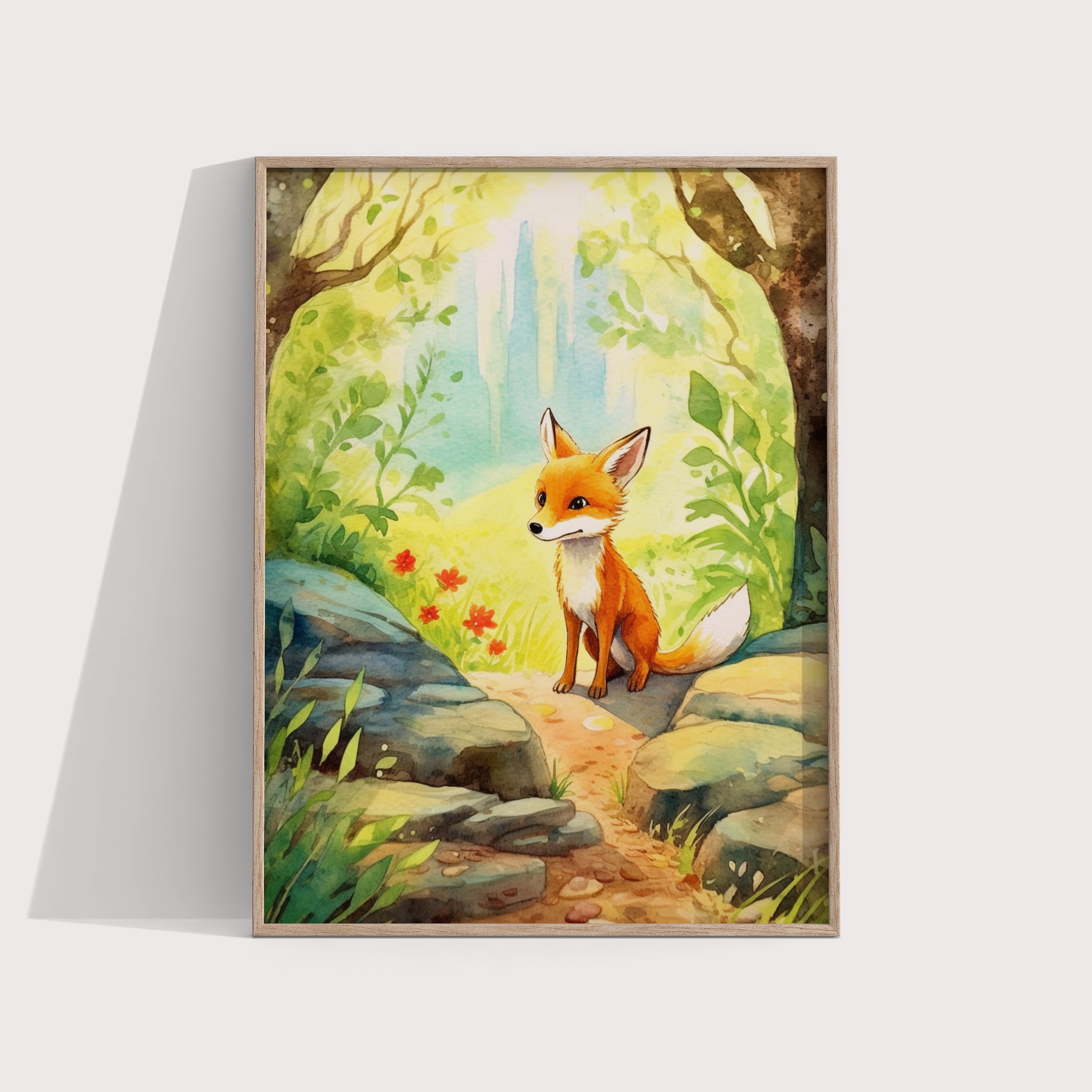 Baby Fox in the Forest Poster - Etsy