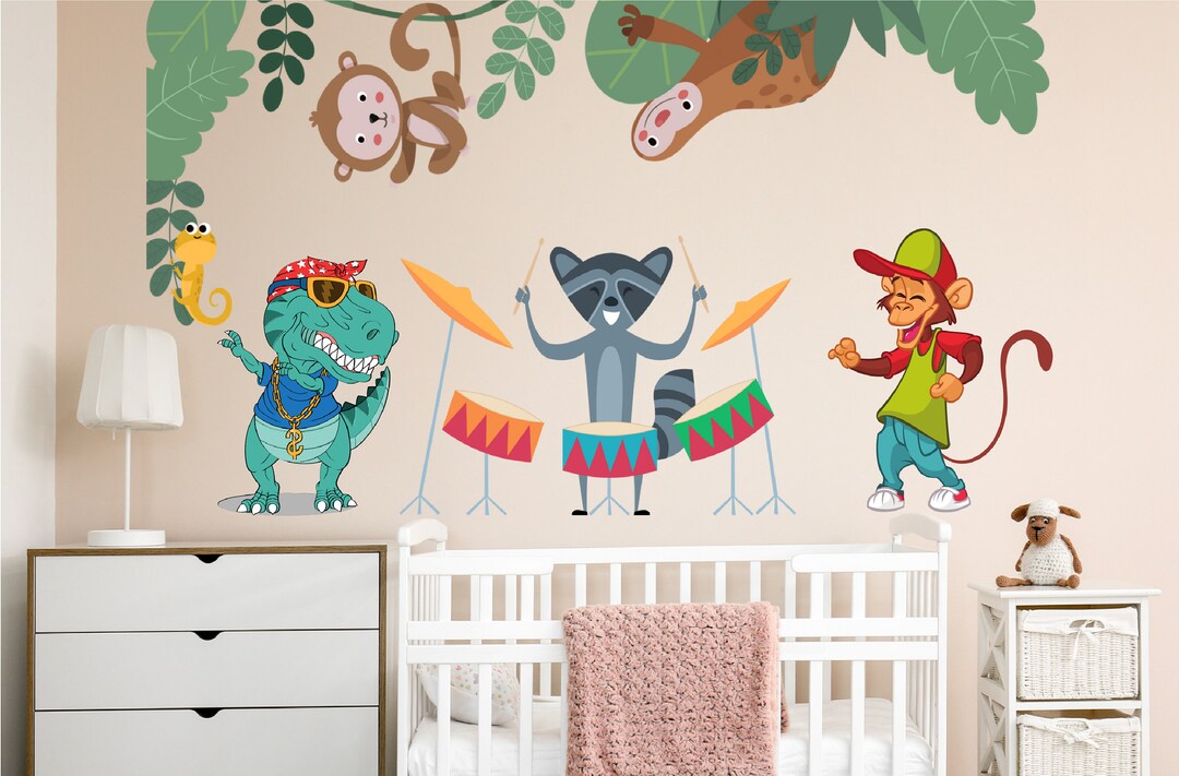 Dinosaurs Monkeys Animals Drumming and Dancing Animals Kids - Etsy