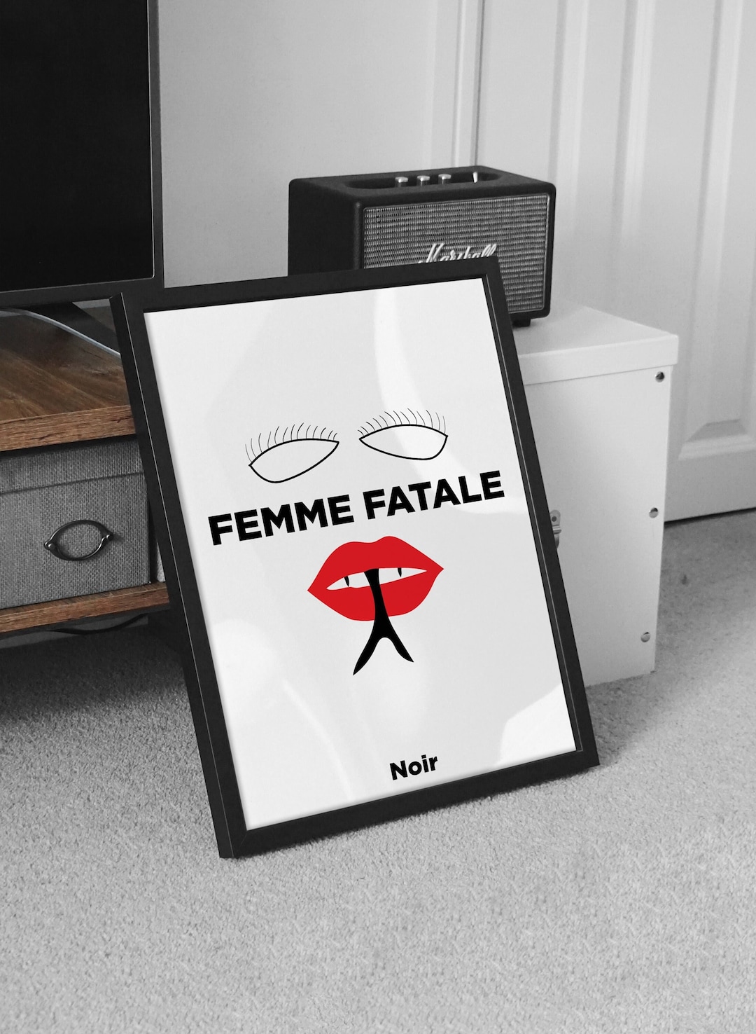 Femme Fatale French Poster 70s Wall Print Black and White - Etsy