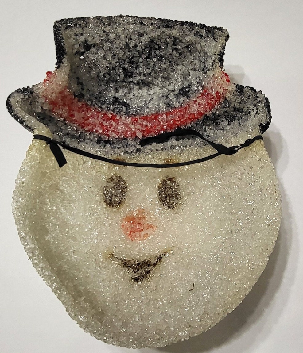 Vintage Melted Plastic Popcorn Snowman Porch Light Cover Christmas Lamp ...