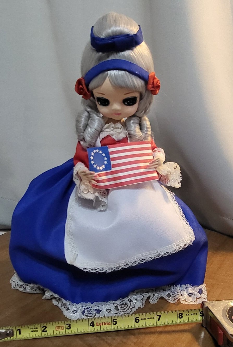 Vintage 1970's Bradley Betsy Ross Collectible Red White & Blue Patriotic American Flag Big Eyes ...