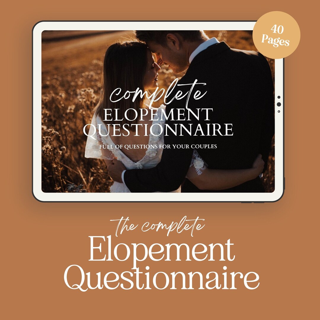 40 Page Complete Elopement Photography Client Questionnaire, Canva ...