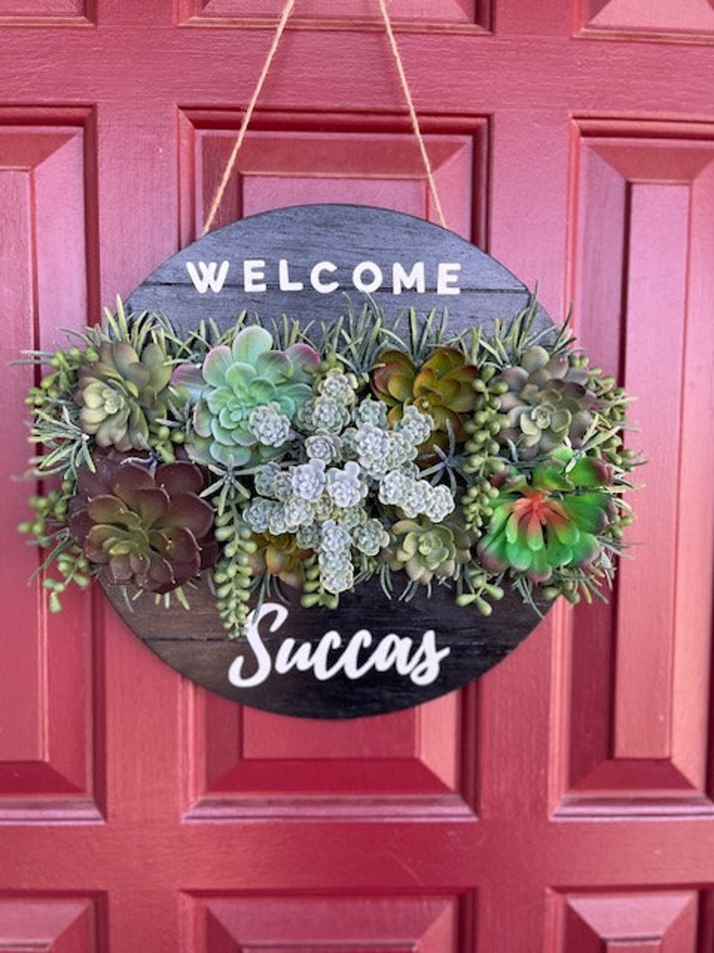 Welcome Succas, Succulent Door Hanger, Door Sign - Etsy