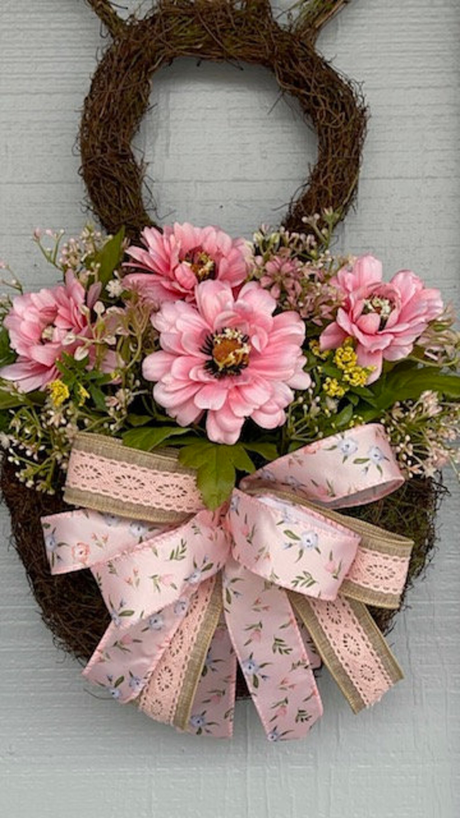 Easter Bunny, Floral Bunny Door Decor, Easter Door Hanger - Etsy