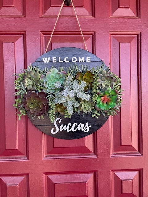 Welcome Succas, Succulent Door Hanger, Door Sign - Etsy