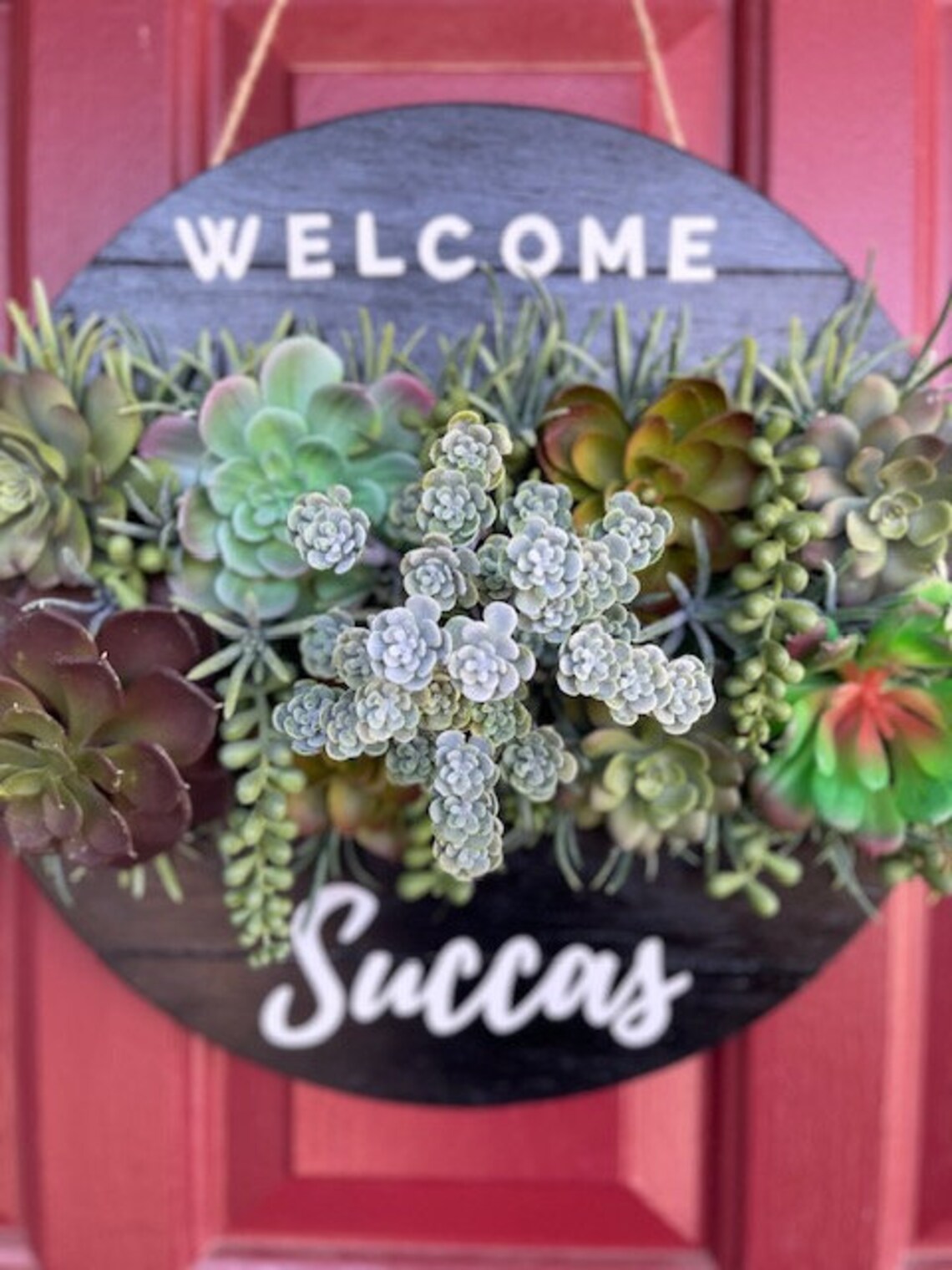Welcome Succas, Succulent Door Hanger, Door Sign - Etsy