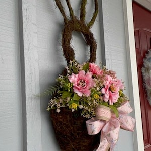 Easter Bunny, Floral Bunny Door Decor, Easter Door Hanger - Etsy