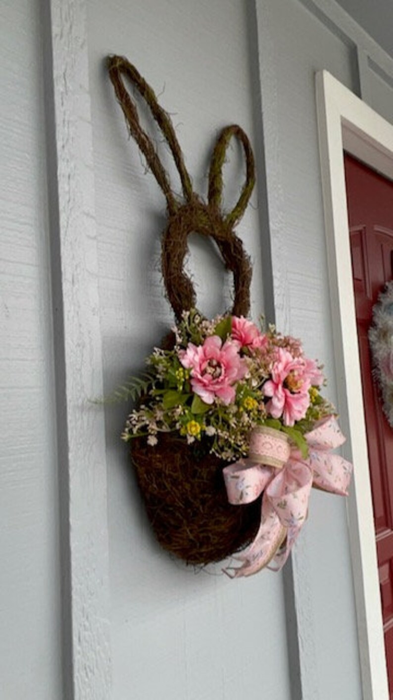 Easter Bunny, Floral Bunny Door Decor, Easter Door Hanger - Etsy