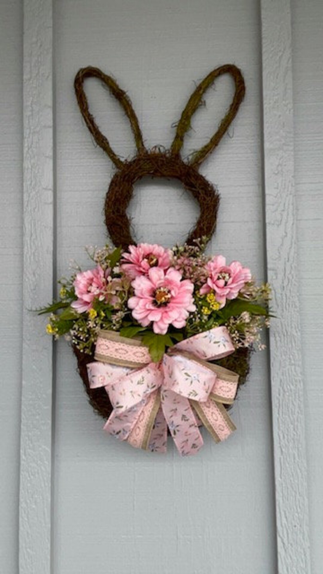 Easter Bunny, Floral Bunny Door Decor, Easter Door Hanger - Etsy