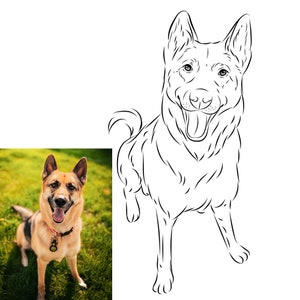 Custom Dog Outline, Dog Portrait INK, Pet Tattoo Commission, Line Art ...
