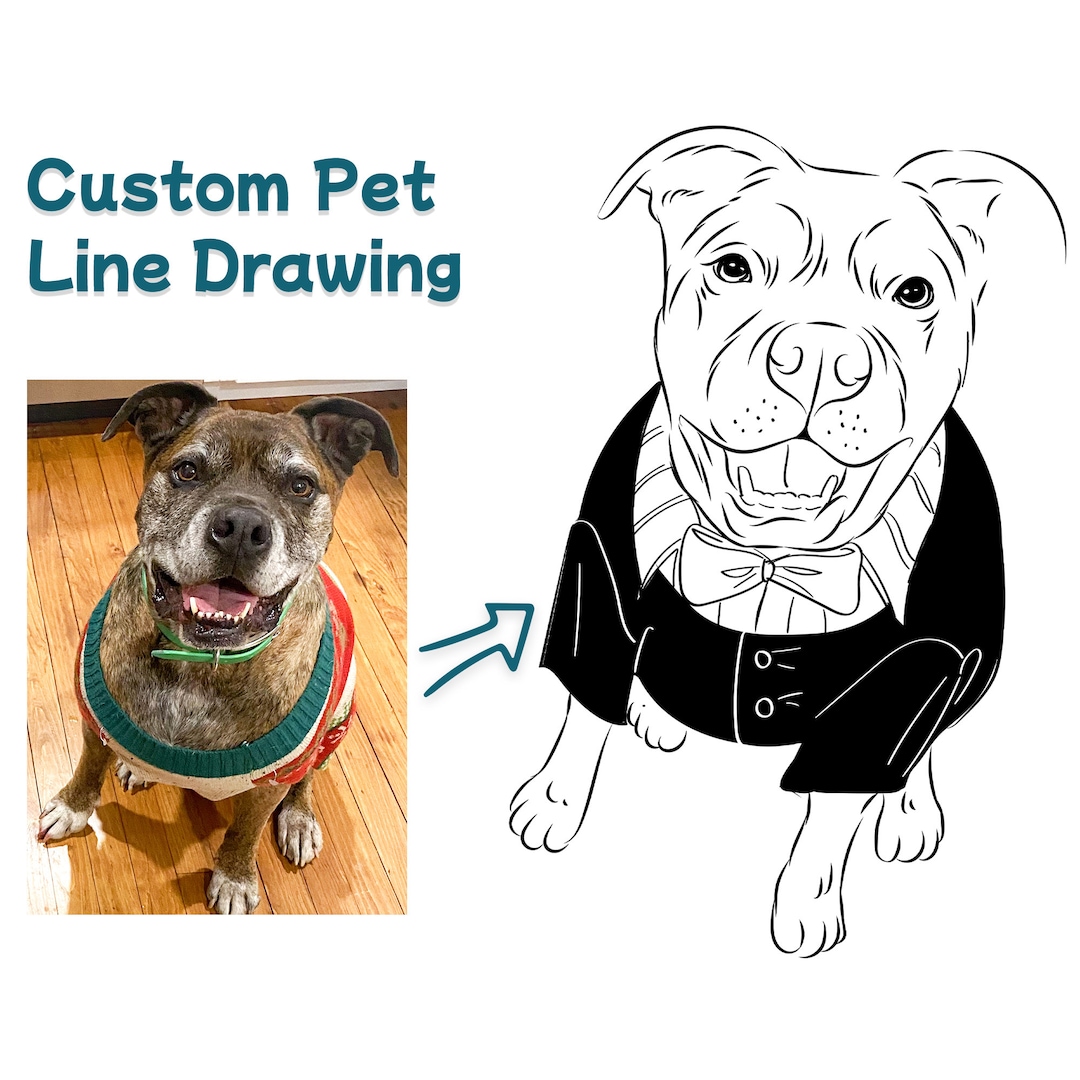 Custom Dog Outline, Dog Portrait INK, Pet Tattoo Commission, Line Art ...