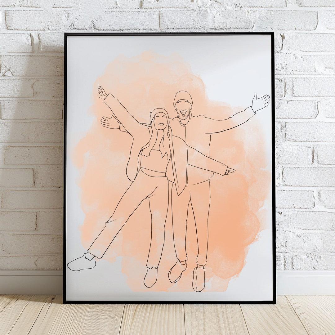 Custom Illustration, Line Drawing, Couples Portrait, Digital Art ...