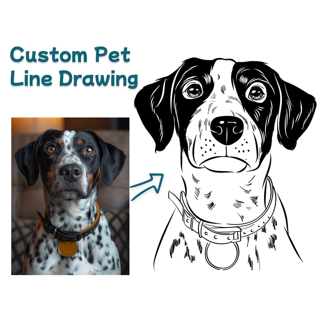 Custom Pet Portraits, Pet Sketch, Custom Pet Outline, Dog Illustration ...
