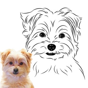 Custom Pet Line Drawing, Dog Line Drawing Tattoo, Custom Pet Outline ...