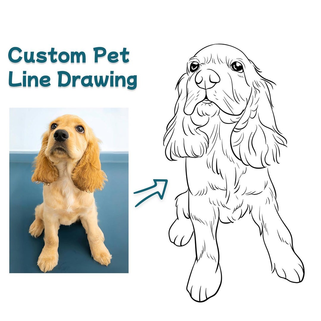 Custom Pet Line Drawing, Dog Line Drawing Tattoo, Custom Pet Outline Drawing, Simple Pet Sketch ...