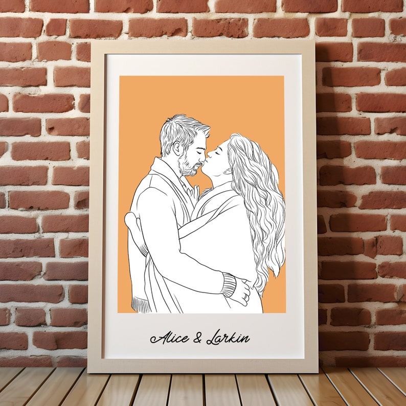 Custom Line Drawing, Engagement Giftanniversary Gift, Custom Line ...