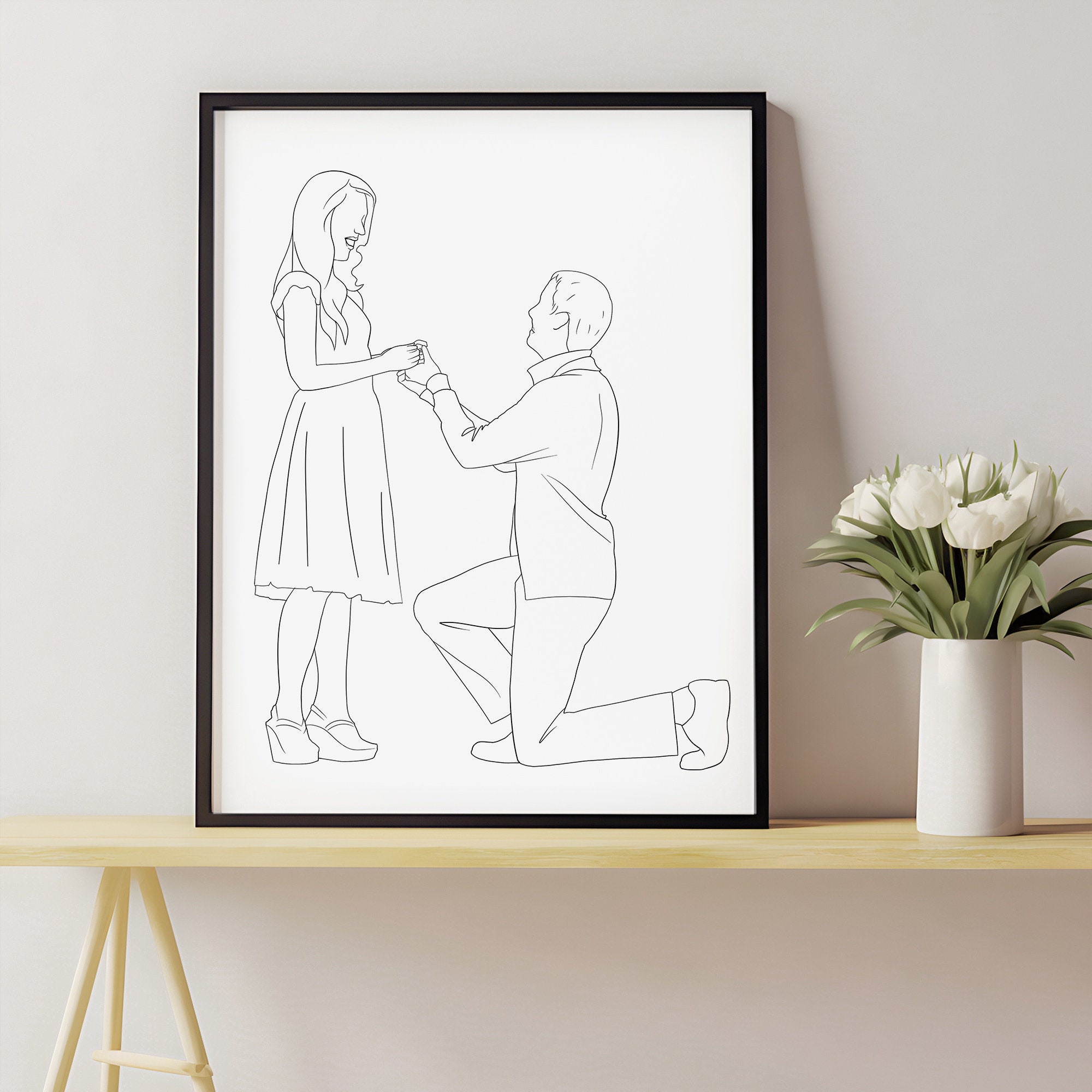 Custom One Line Drawing , One Line Portrait, Custom Gift, Wedding ...